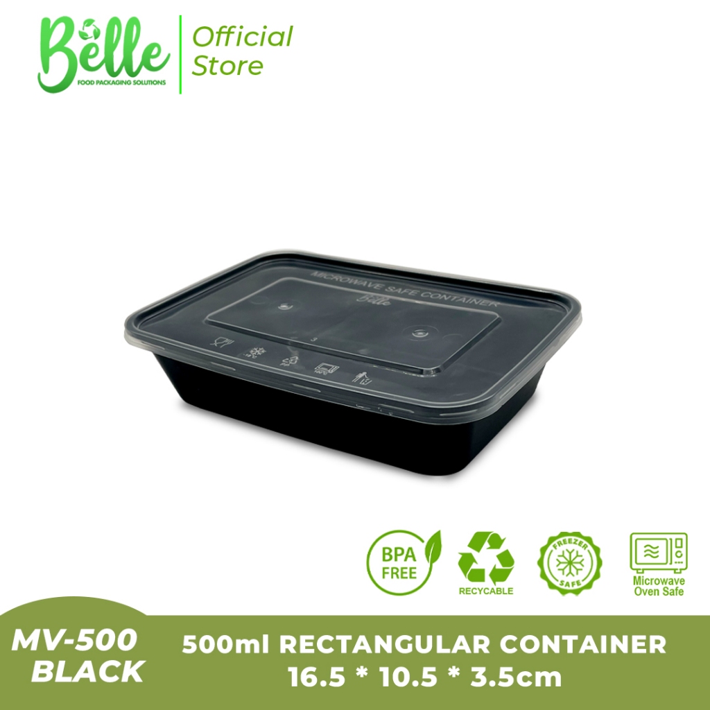 Belle RE 500 Microwavable Container 500mL (Rectangular) (10pcs/pack ...