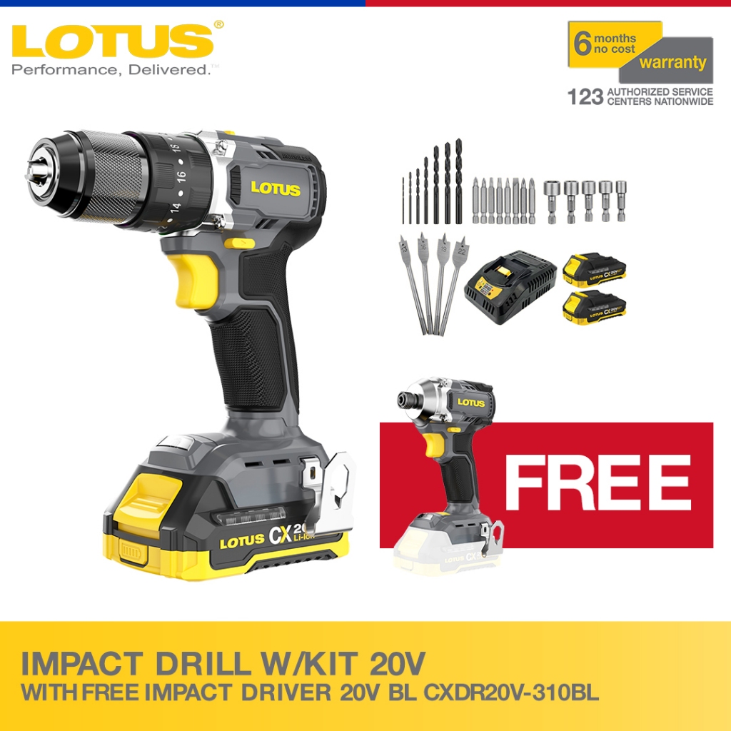 Lotus Impact Drill W/KIT 20V CXHD20V-80BL/2 - with IMPACT DRIVER or ...