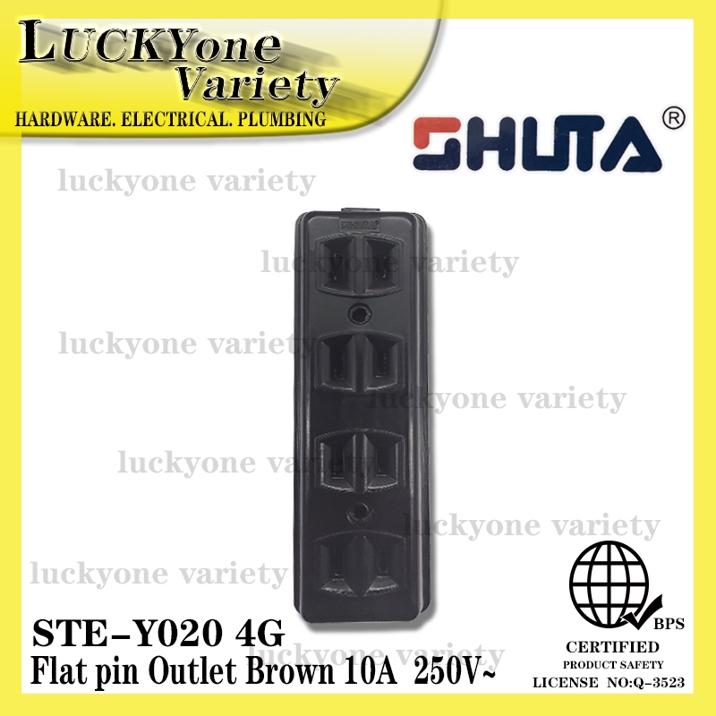 SHUTA FLAT PIN OUTLET 10A-250V STE-Y020 4G | Shopee Philippines
