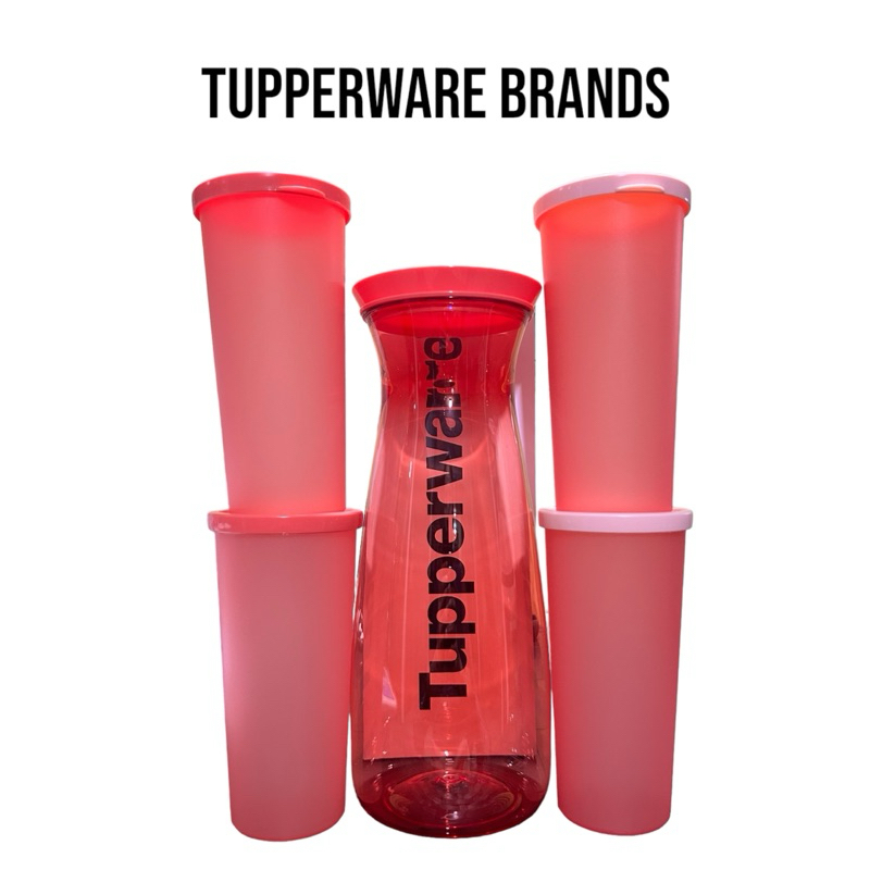 TUPPERWARE CLEAR PITCHER BLOOMS WITH 4 ROUND SET DEWBERRY GLASS ...