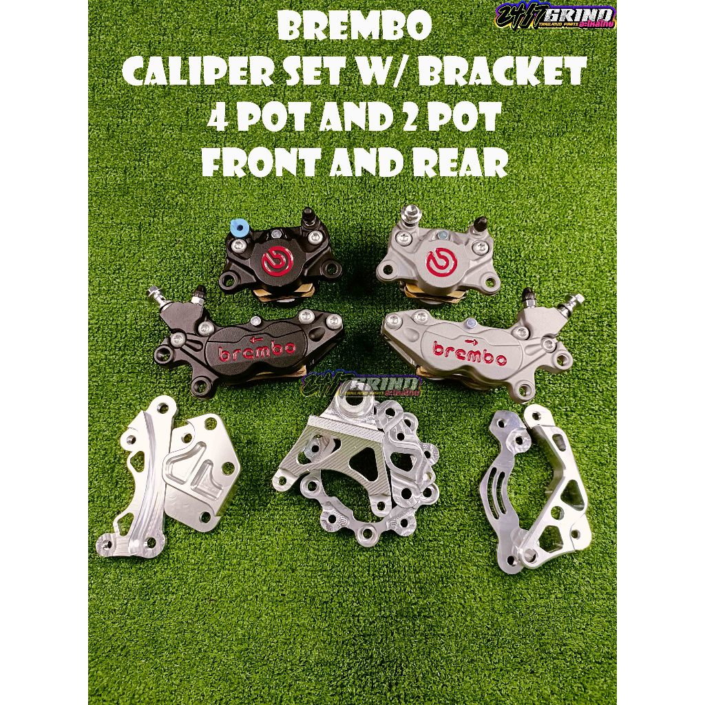 4 POT AND 2 POT CALIPER FRONT AND REAR WITH CNC BRACKET FOR SNIPER 150 / PCX 160 / NMAX V1 ...