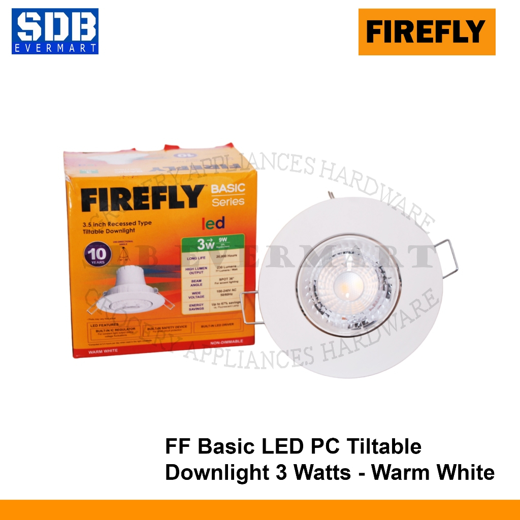 Firefly-Basic LED Polycarbonate Tiltable Downlight-3W 5W-Warm White ...
