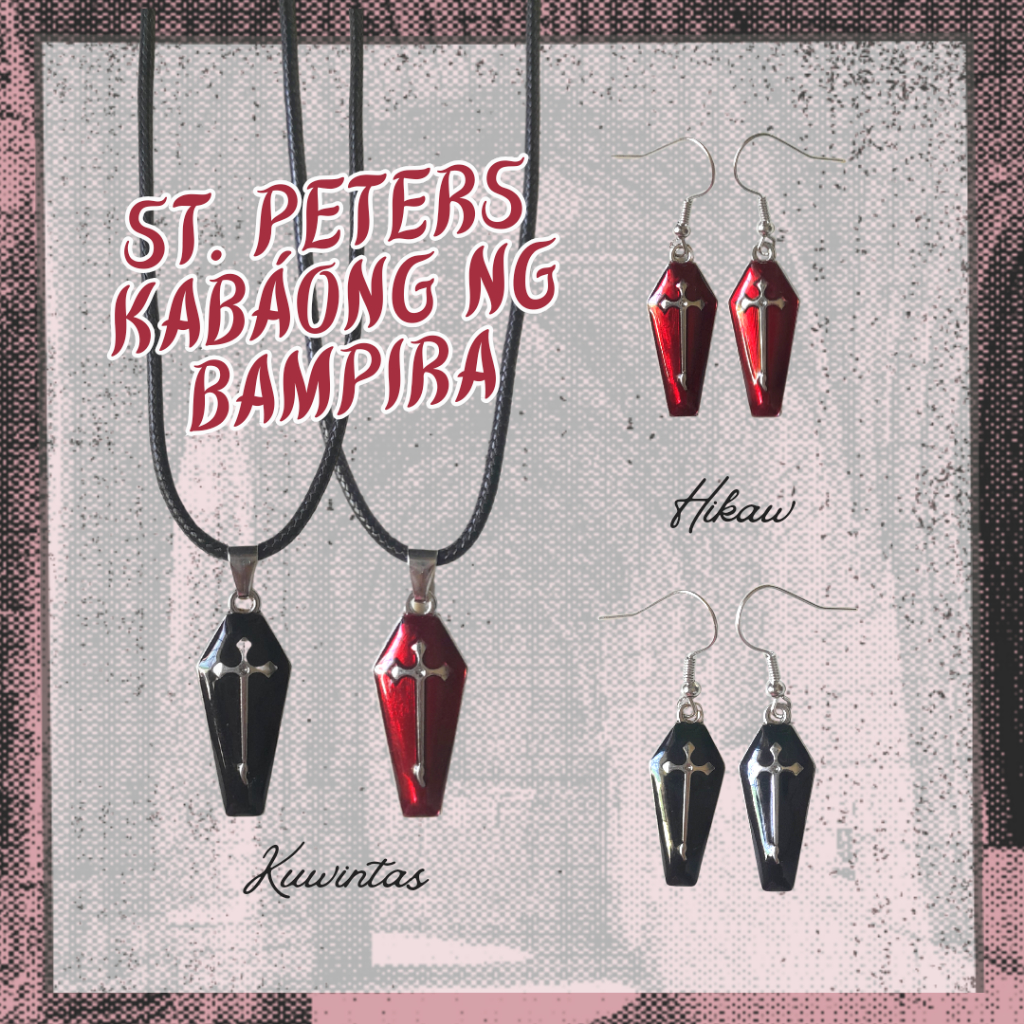 kabáong | goth red coffin earrings and adjustable choker necklace ...