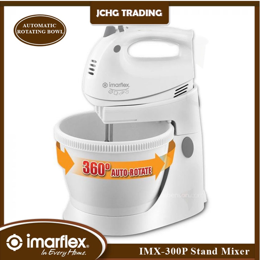 Imarflex IMX-300P Stand Mixer with 360-Degree Rotating Plastic Bowl (3. ...