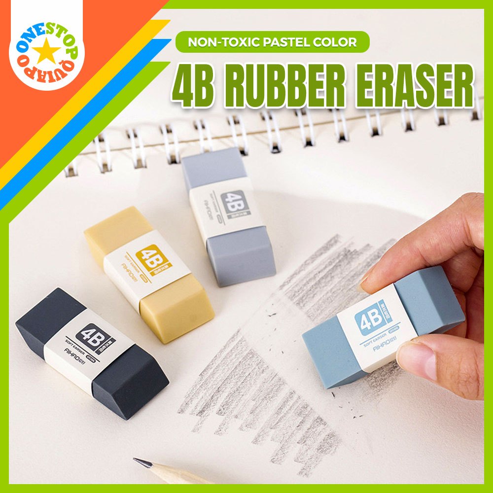 OSQ Non Toxic 4B Pastel Color Soft Rubber Pencil Eraser For School ...