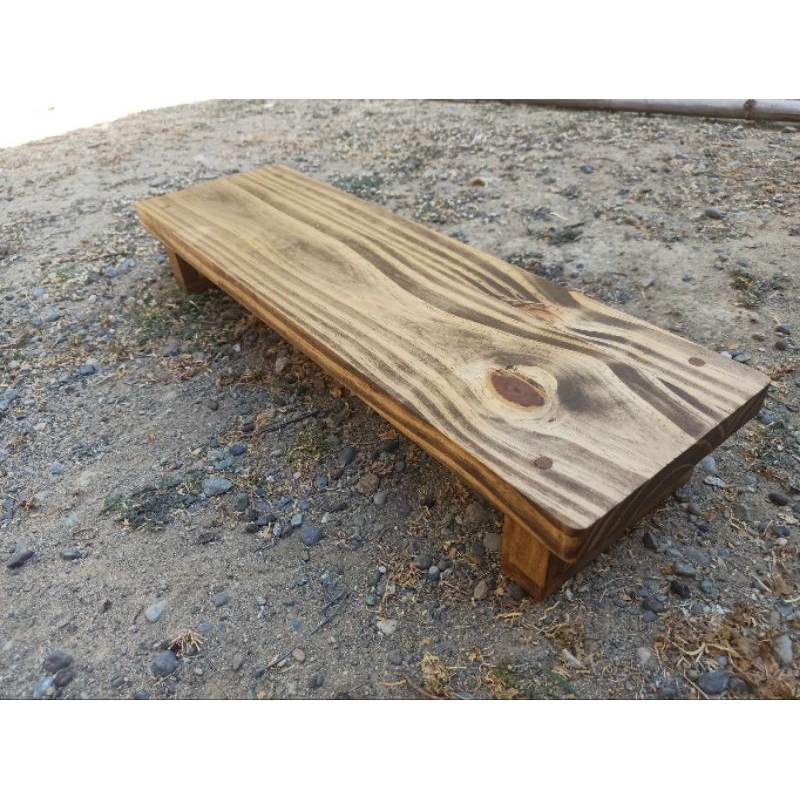 Solid Wood Monitor TV Riser Square Legs Rustic Vintage Nordic | Shopee ...