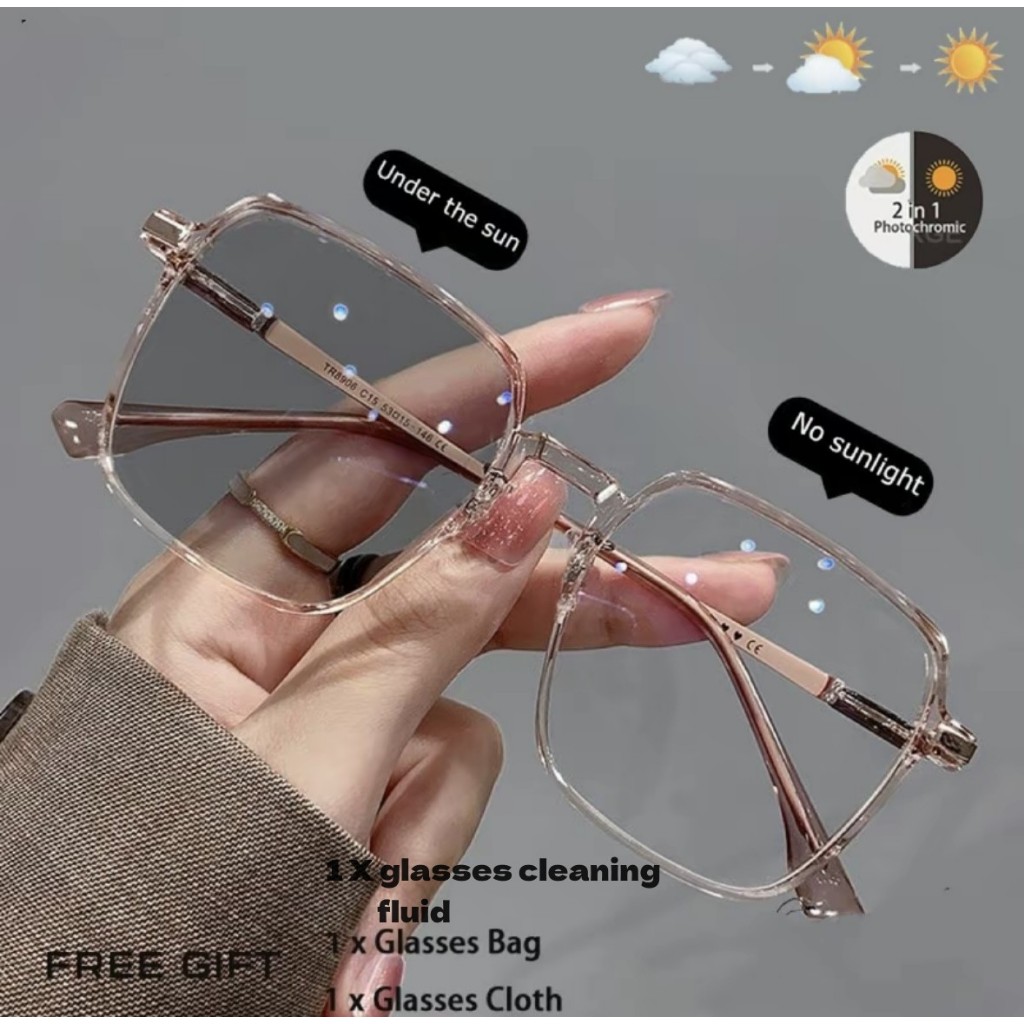 Ultra light large frame photochromic anti-blue light HD glasses for men ...