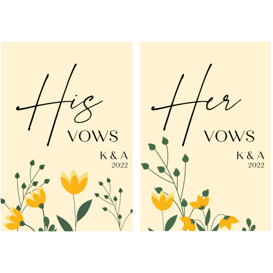 His Her Wedding Vows Card Booklet Sold in Pair Vow Card | Shopee ...