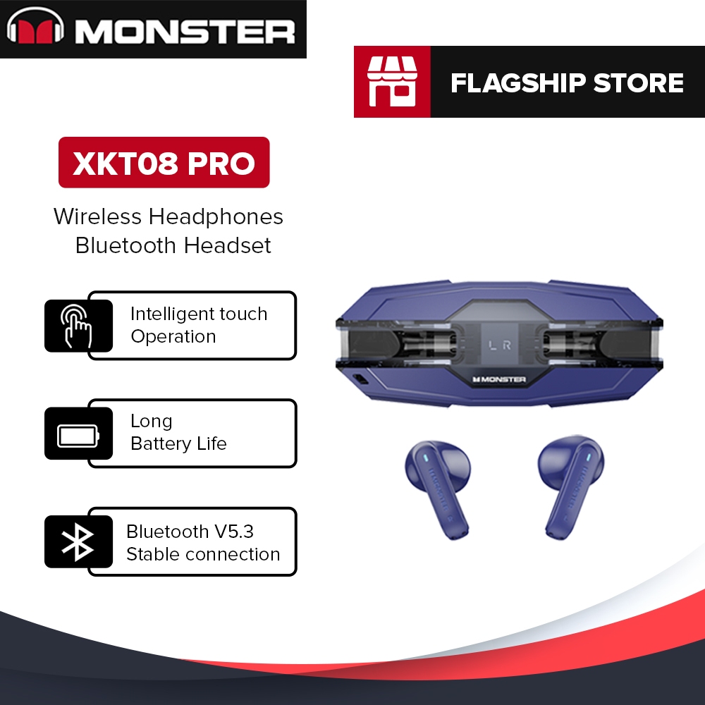 Monster XKT08 TWS Bluetooth 5.3 Earphones Stereo Low Latency Noise ...