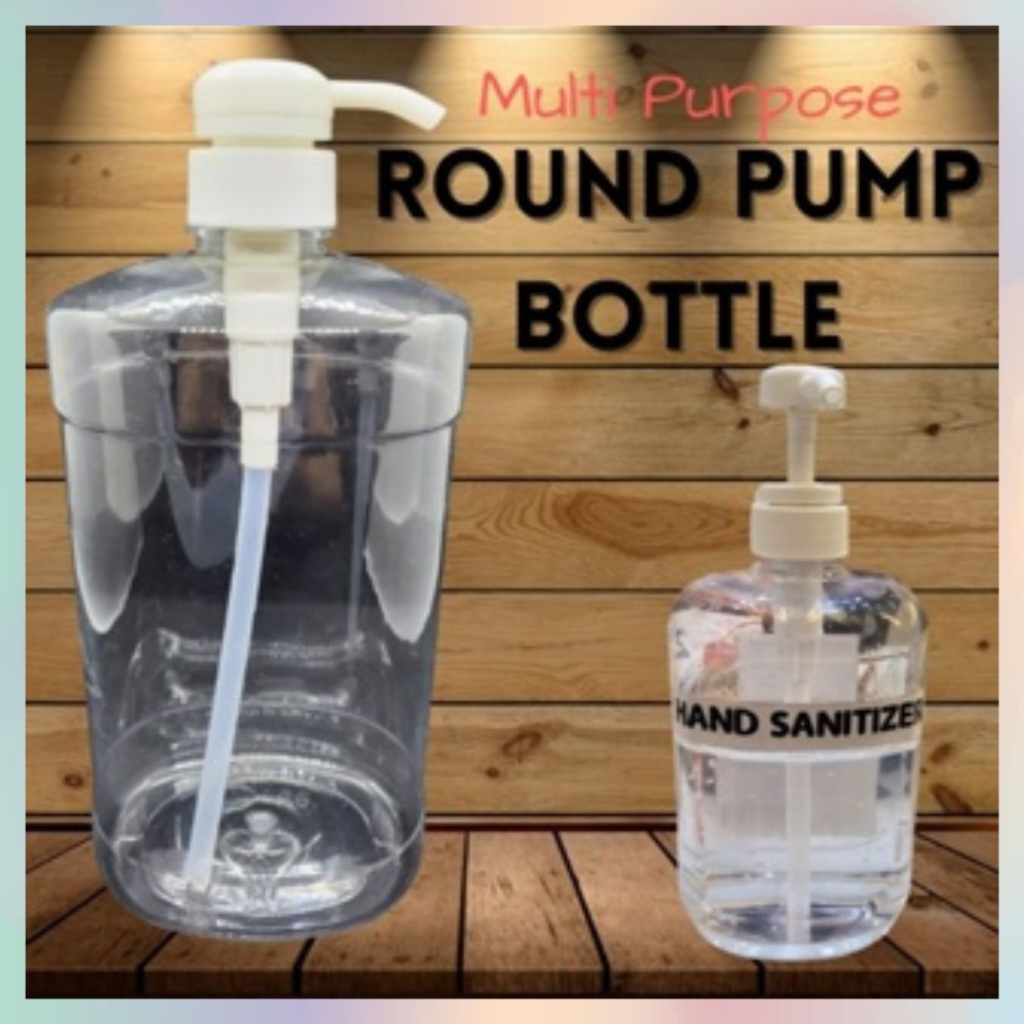 Round Pump Bottle Plastic 1liter for any Liquid Sanitizer Alcohol Soap ...