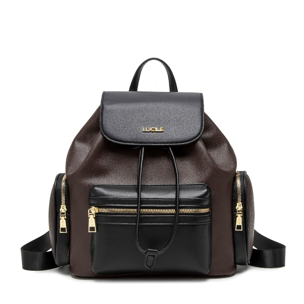 Lucile LUC001 Drawstring Two tone Leather Backpack for Women | Shopee ...