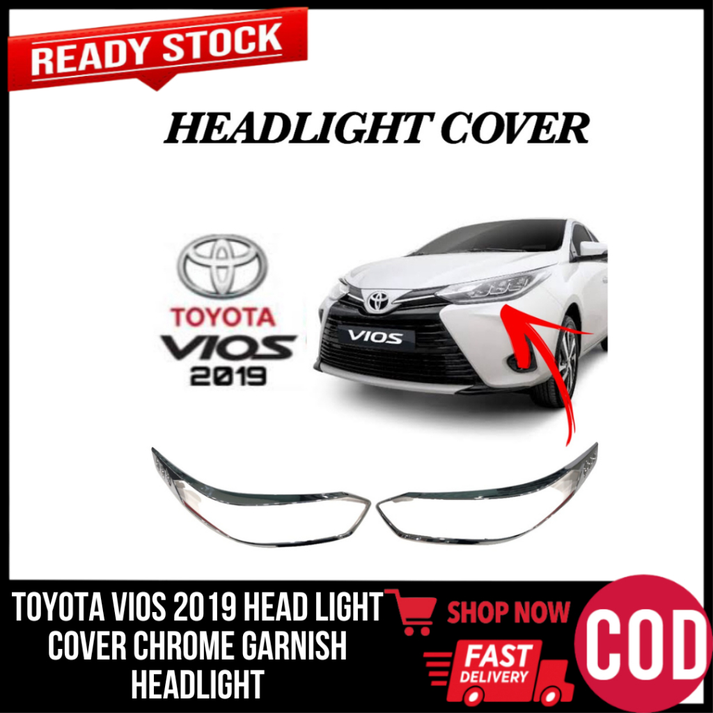 GCAO Toyota Vios 2019 Head Light Cover Chrome Garnish Headlight Car ...