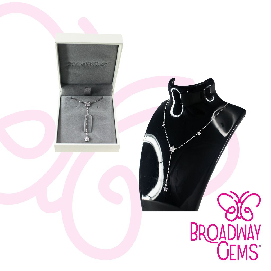 BROADWAY GEMS Rhodium Necklace Silver Non-removable Pendant Little Star ...