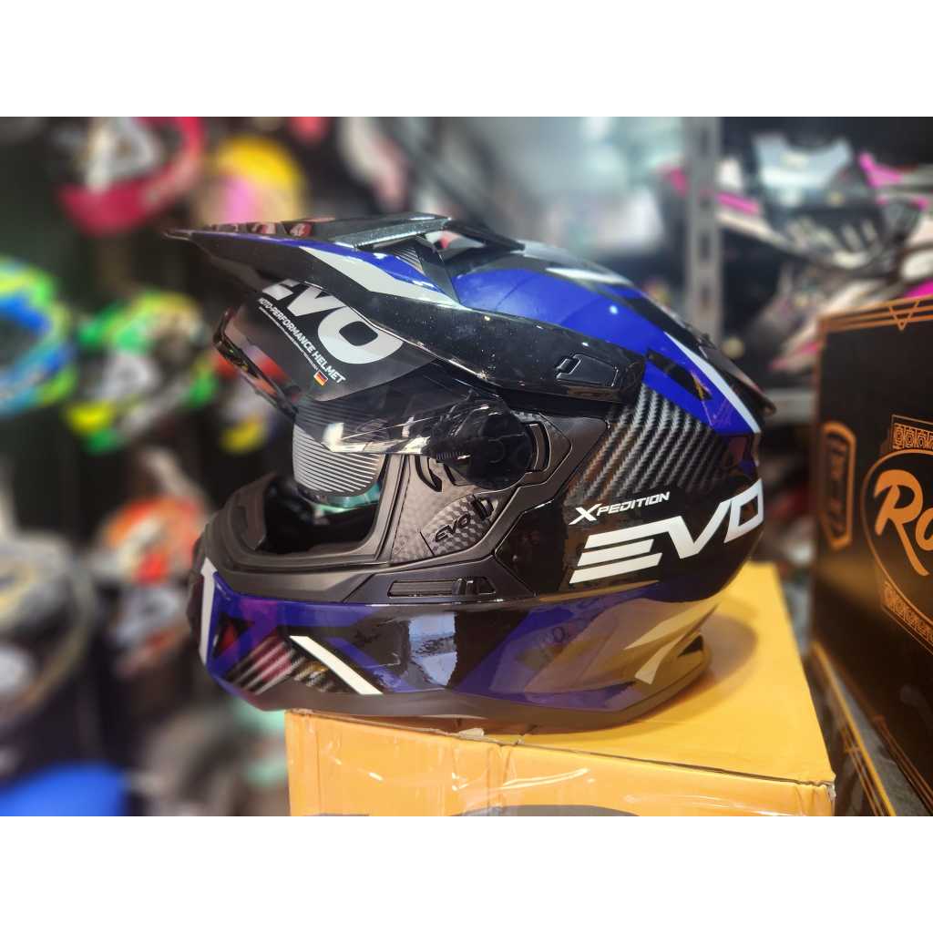 EVO DX7 XPEDITION Dual Sport Full Face Helmet with Free Clear Lens ...