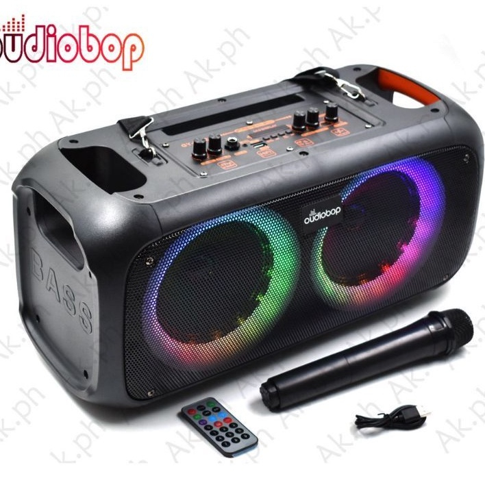 Audiobop Rechargeable Dual 6.5" Portable karaoke FM Bluetooth Speaker ...