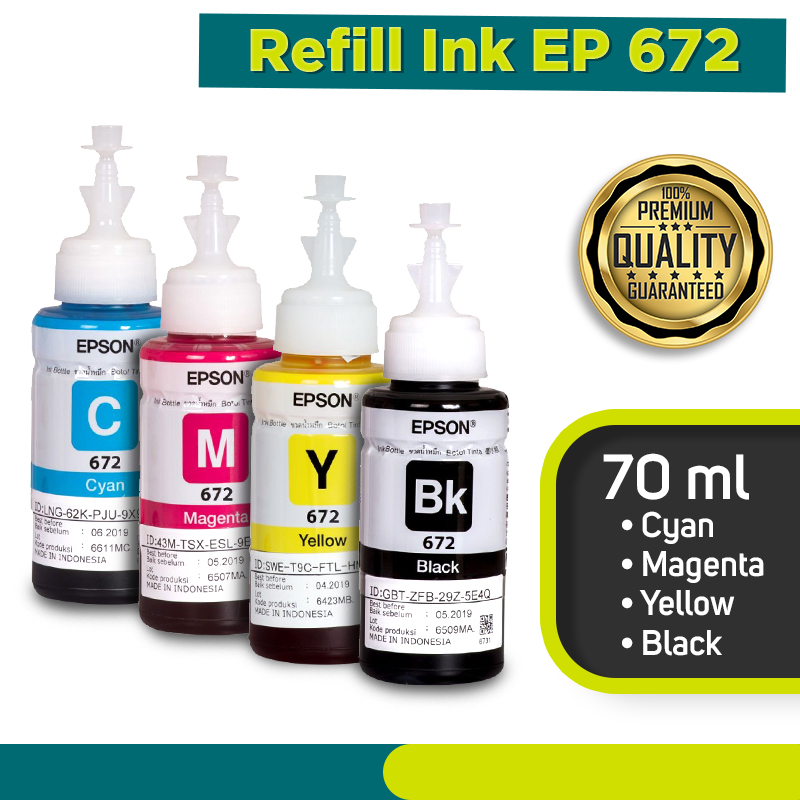 EP Printer Original Ink #672 70ml 4-colors for L130 L313 L301 L360 L565 L363 L310 L383 (CMYK ...