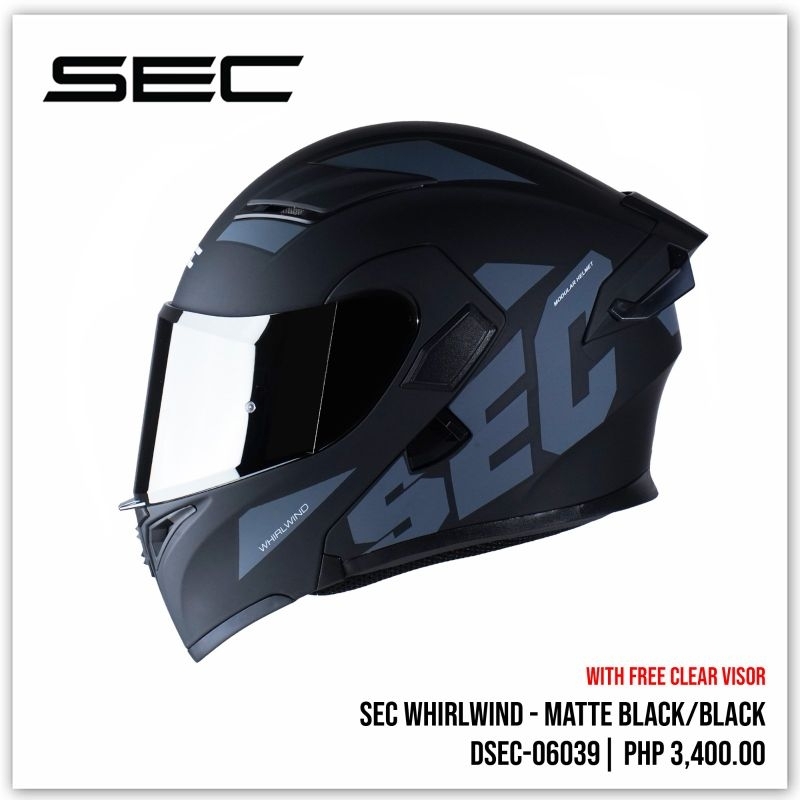 SEC Whirlwind Modular dual Visor helmet Free lens | Shopee Philippines