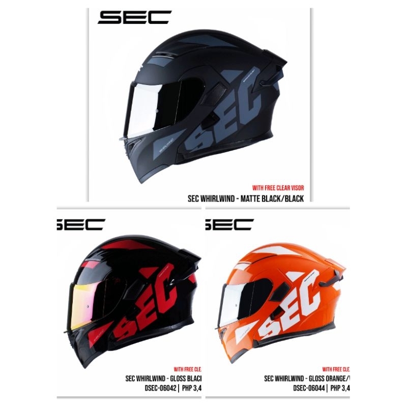 SEC Whirlwind Modular dual Visor helmet Free lens | Shopee Philippines