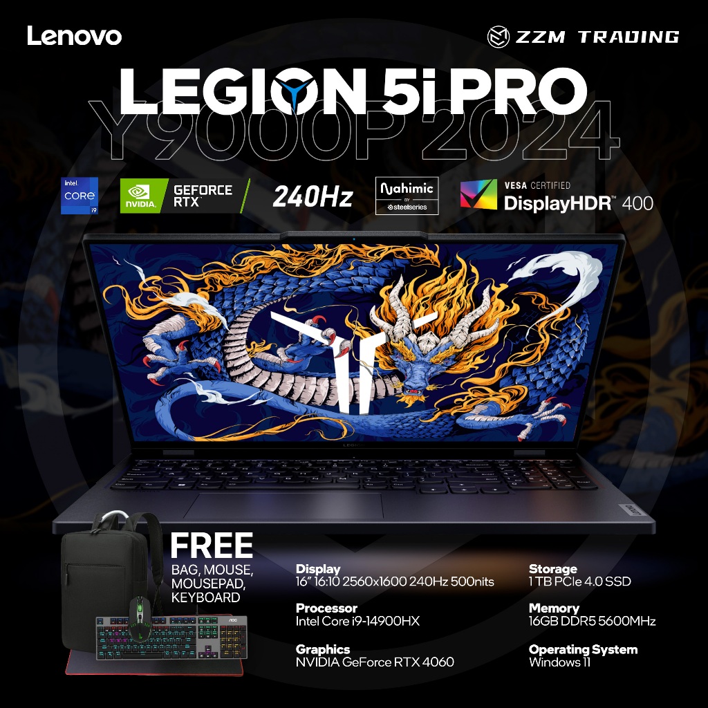Lenovo Legion 5i Pro (Y9000P) 2024 i9 14th Gen RTX4060 16" 2.5K 240Hz ...