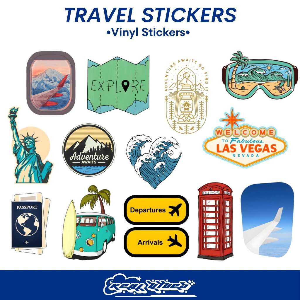 Travel Stickers Adventure Vacation Luggage Map Beach Vinyl Sticker ...