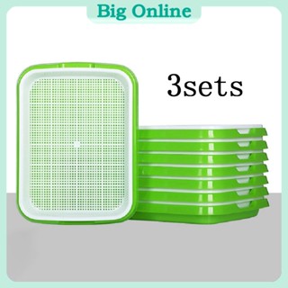 3set Double Layer Seed Sprouting Tray Microgreens Germination Tray Bean ...