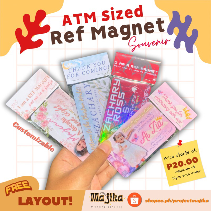 Rectangular ATM Sized Ref Magnet Souvenir Customized Free Layout Modern ...