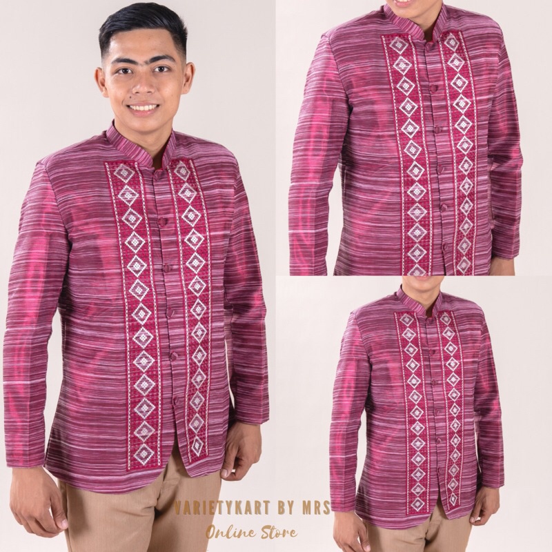 Ethnic Design Coat Barong - Maroon | Shopee Philippines