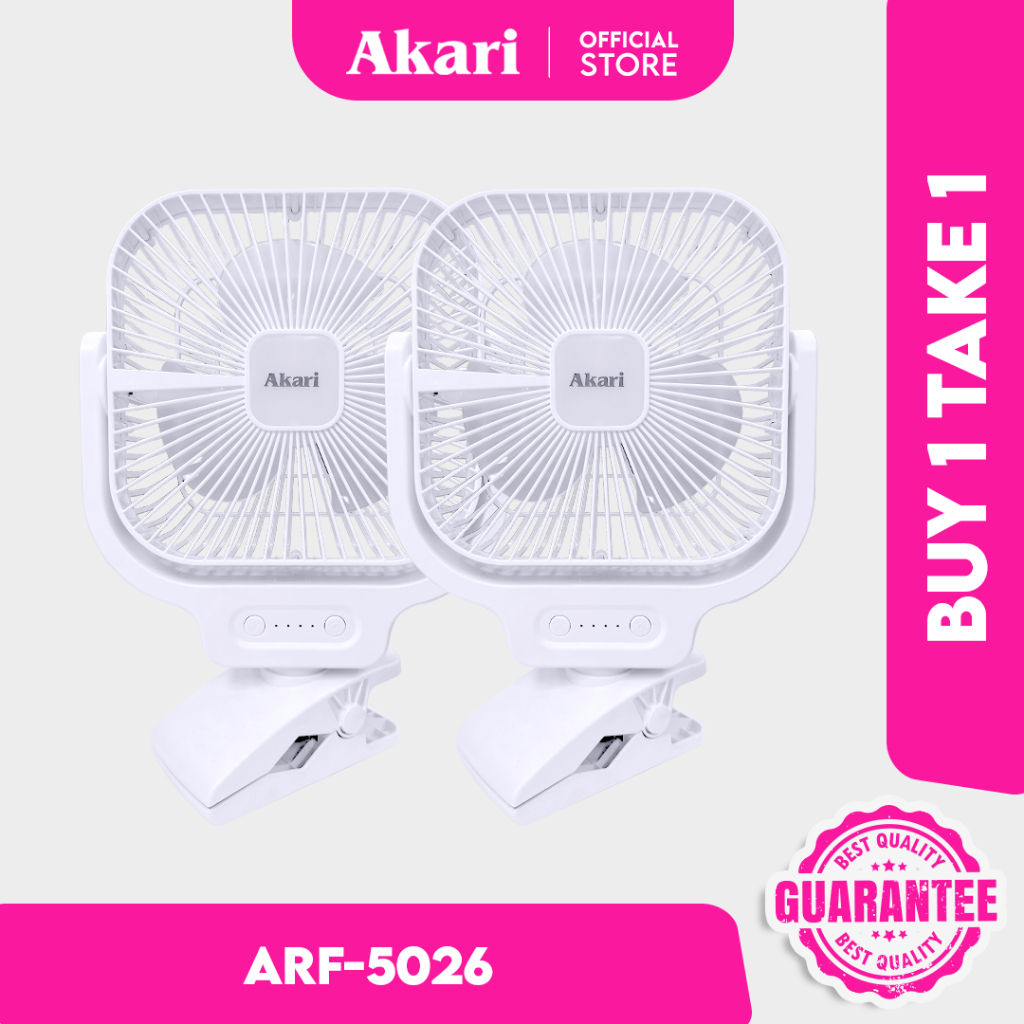 Akari Buy1 Take 1 6" Rechargeable Clip Fan with LED Night Light (ARF ...