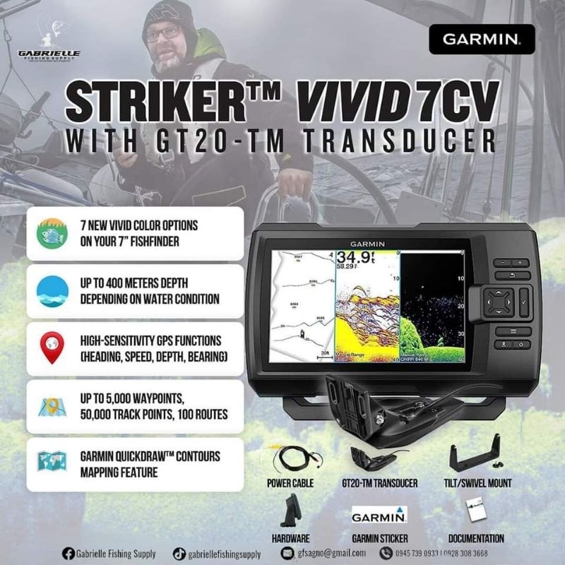Garmin Striker Vivid 7cv w/ Transducer |Fish Finder w/ Built in GPS ...