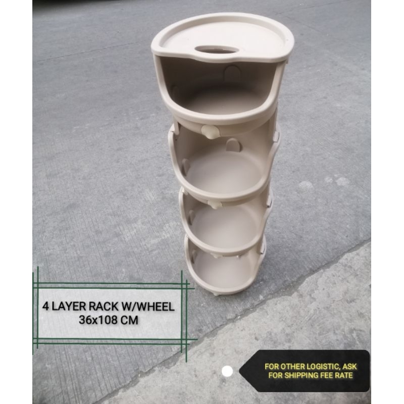 multi purpose rack 4 layer round rack trolley w/wheel (for other ...