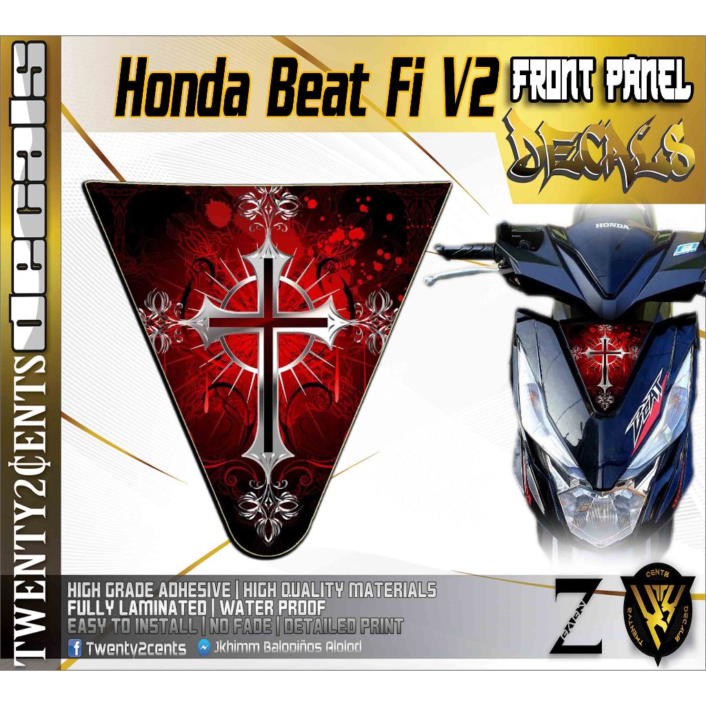 Honda Beat Fi V2 Front Panel High-Quality Decals and Stickers (assorted ...