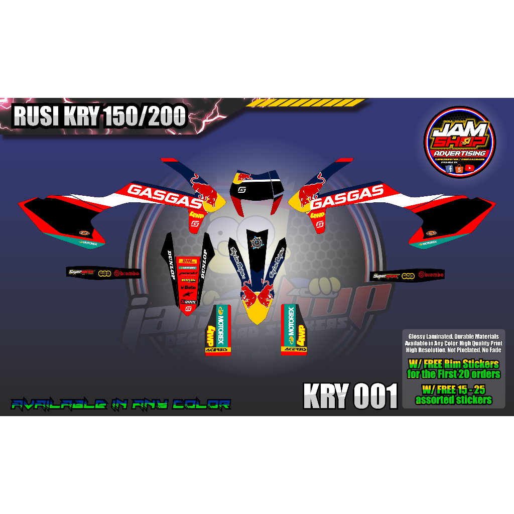 RUSI KRY 150/200 Full Decals w/ FREE RIM DECALS - First Batch Designs ...