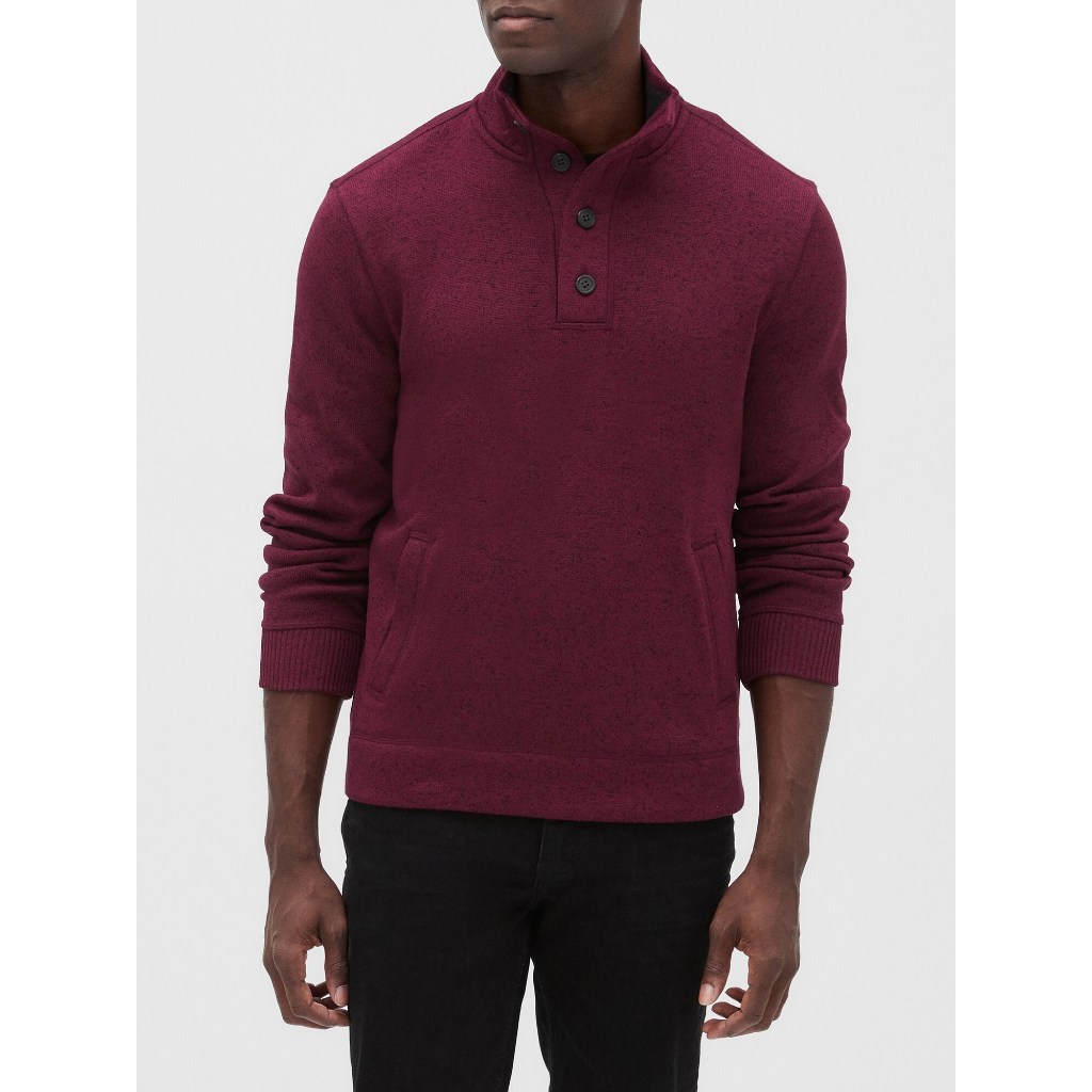 BANANA REPUBLIC 514814 UltraWarm Marled Fleece Mock-Neck Pullover ...