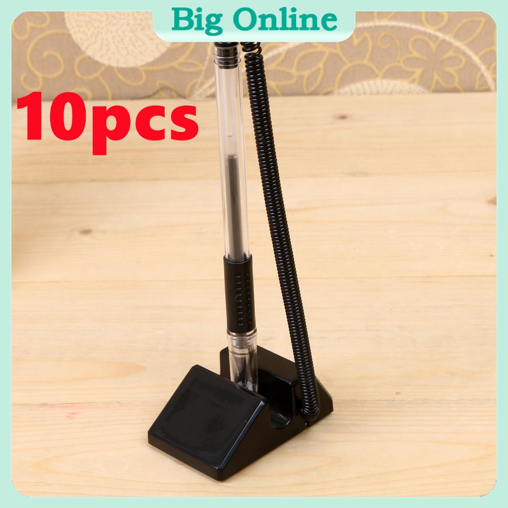 10pcs 0.5/0.7mm Table Top Pen Black Desktop Ballpen Desk Table Pen With ...
