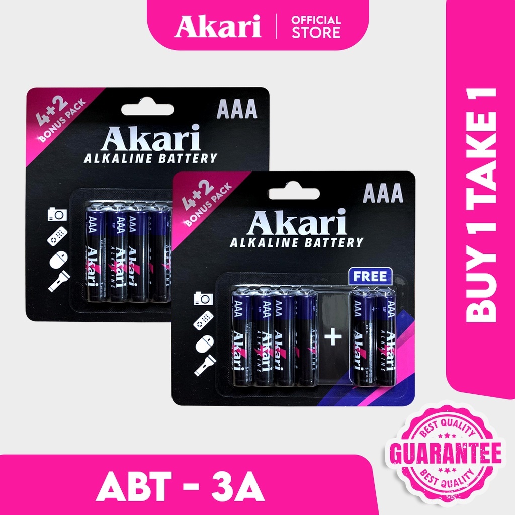 Akari (BUY 1 TAKE 1) ABT-3A Alkaline Battery, AAA LR03 1.5V - 4+2 in a ...