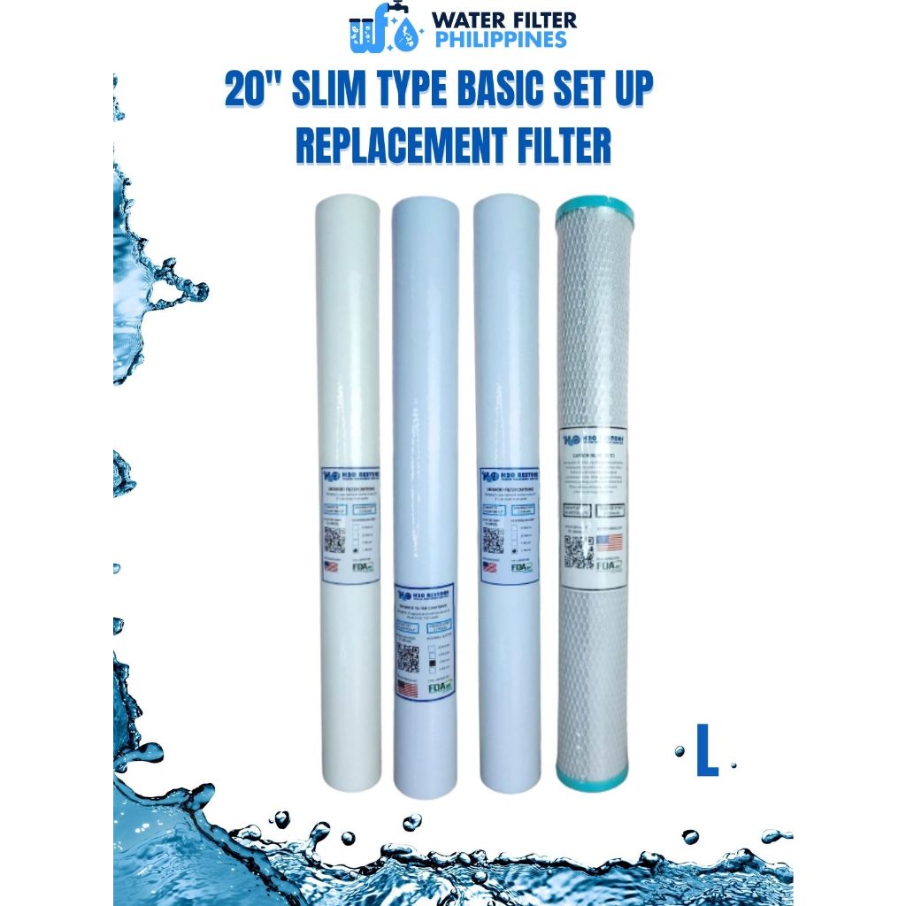 Water Filtration System 4 Stages 20" Slim Type Basic Set Up Complete ...
