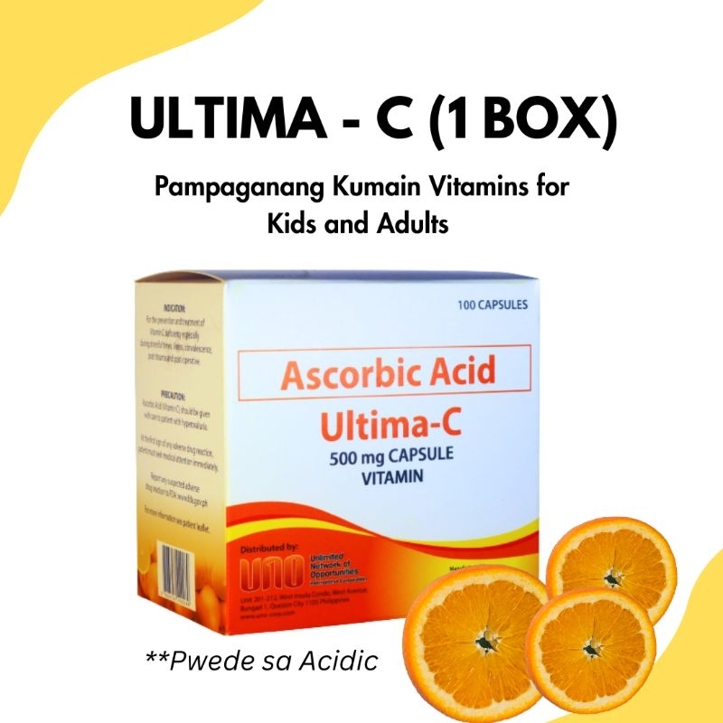 ULTIMA C Vitamins 1 BOX (100 Capsules) Pampaganang Kumain | Non-Acidic ...