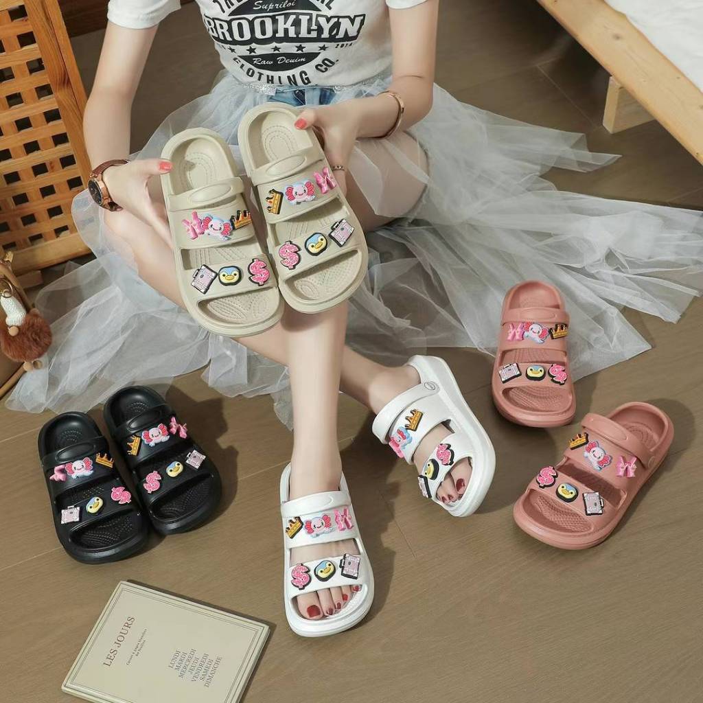 SHUTA 2024 new CROCS women's Korean style sandals（LJ3060-1） | Shopee ...