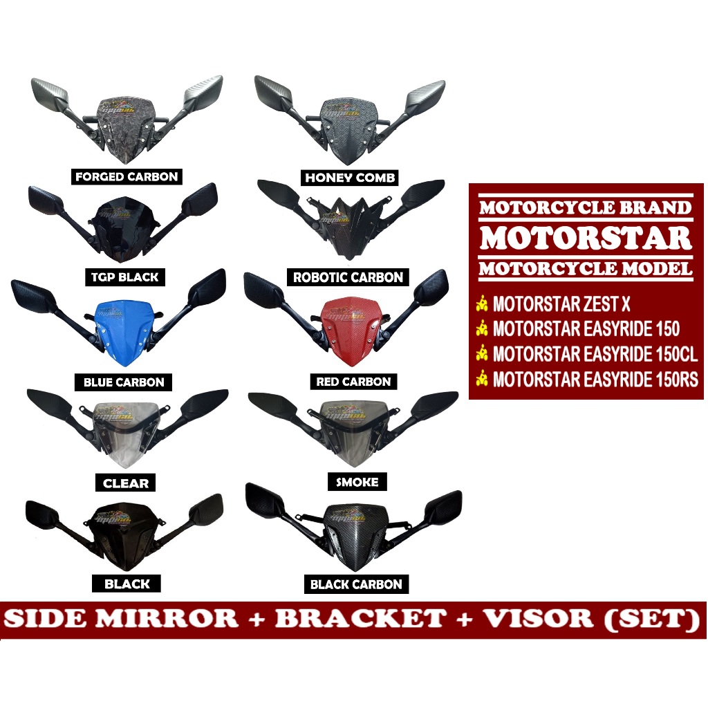 MOTORSTAR - BRACKET + TRENDY VISOR + SIDE MIRROR [3in1] SET | Shopee ...