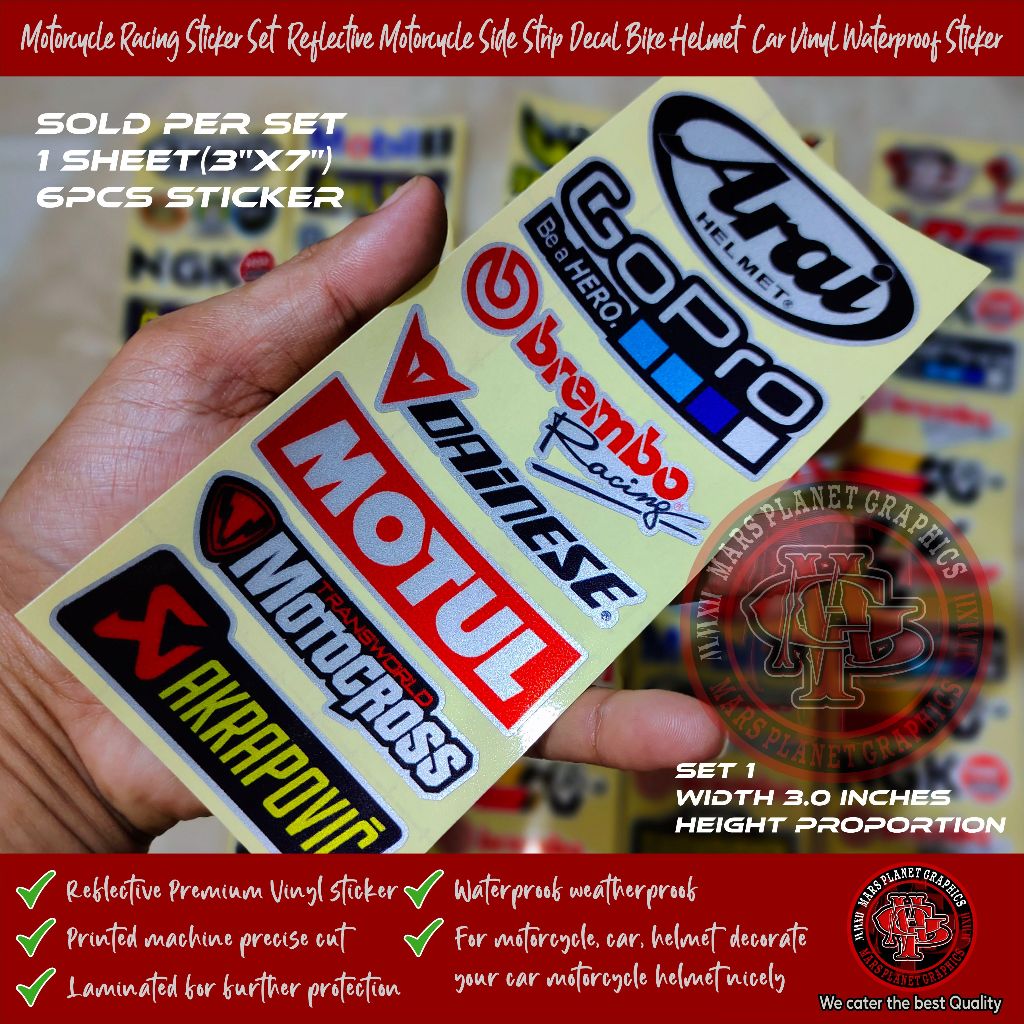 MOTORCYCLE RACING STICKER SET Reflective motorcycle side strip decal ...