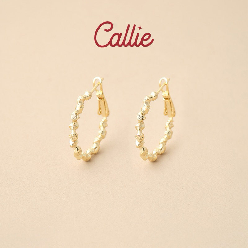 Callie 14k Gold Plated Ellaine Textured Hoop Earrings Shop Callie ...