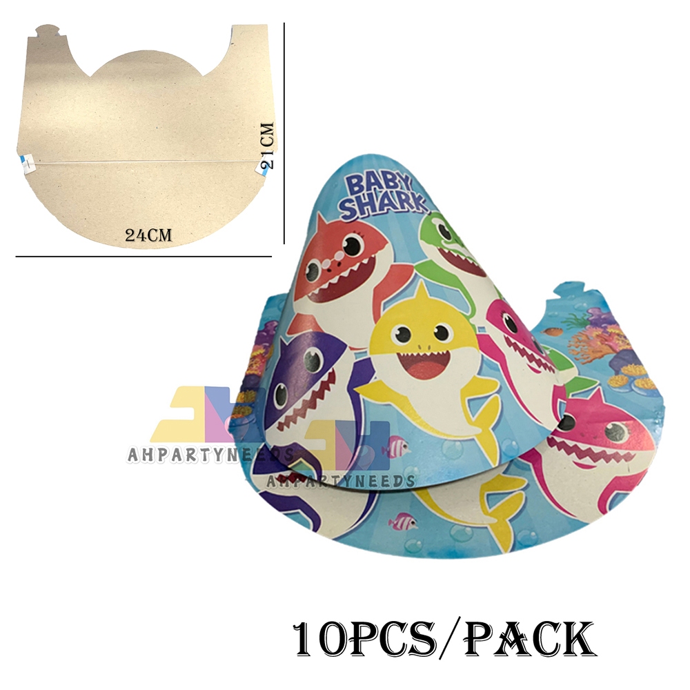 10Pcs Baby Shark Party Hat Happy Birthday Decoration Partyneeds Decor ...