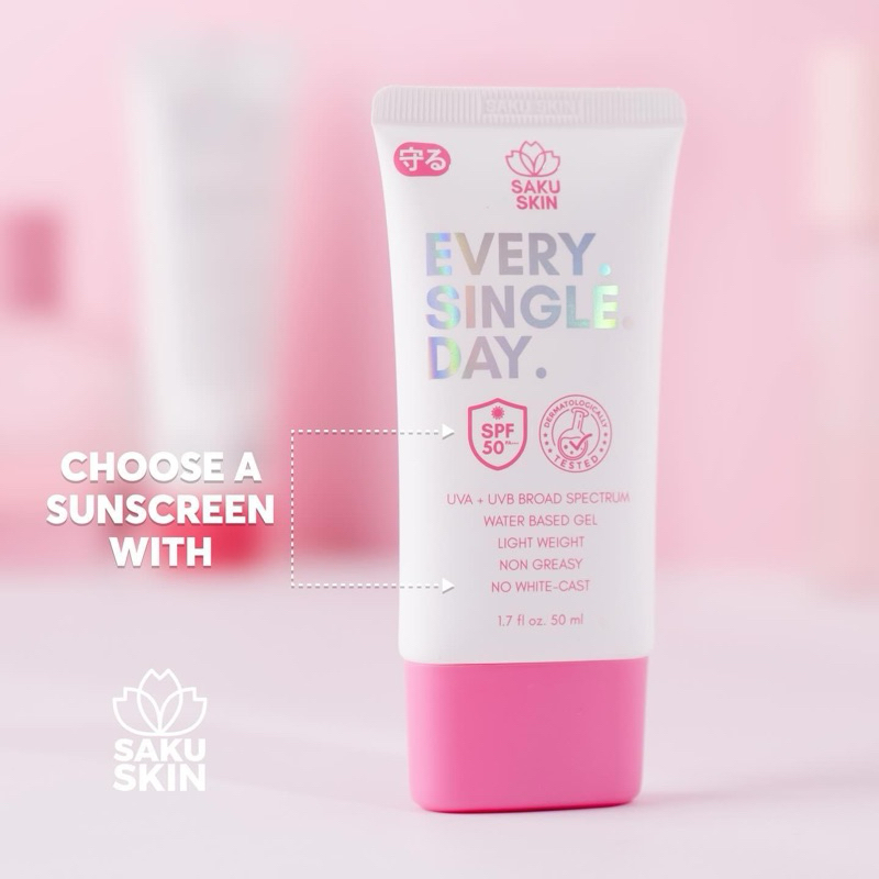 SAKU SKIN Every Single Day Sunscreen SPF50 50ML | Shopee Philippines