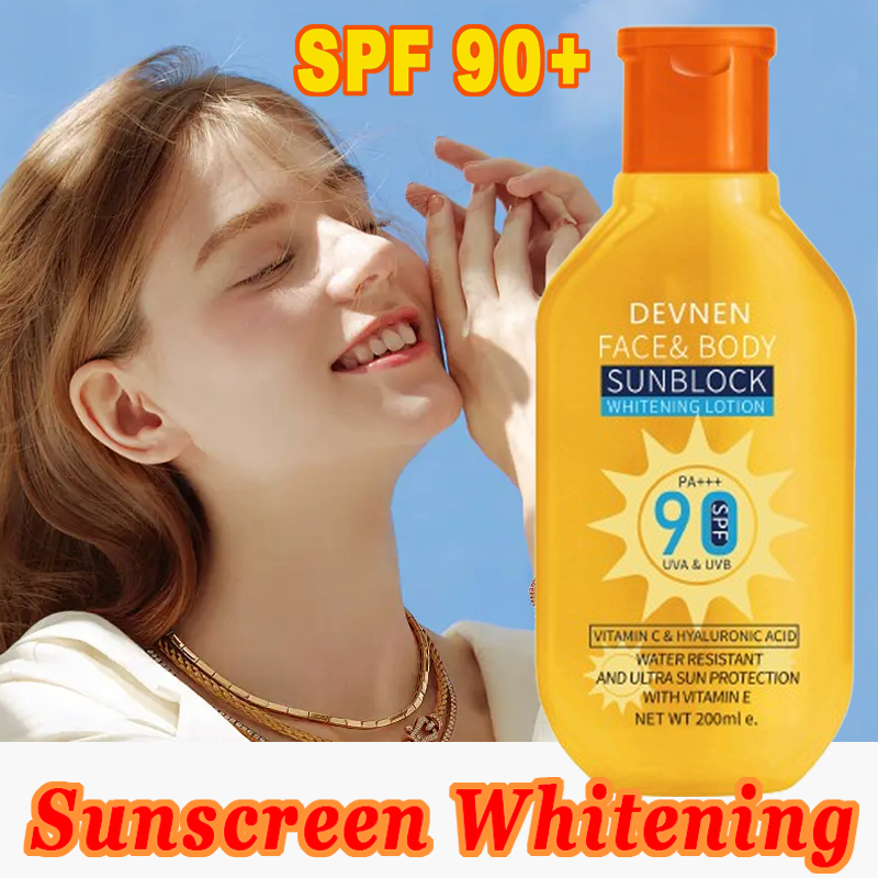 DEVNEN SPF90+ Sunscreen For Face & Body Sunblock Whitening Lotion Long Lasting UV Protection ...