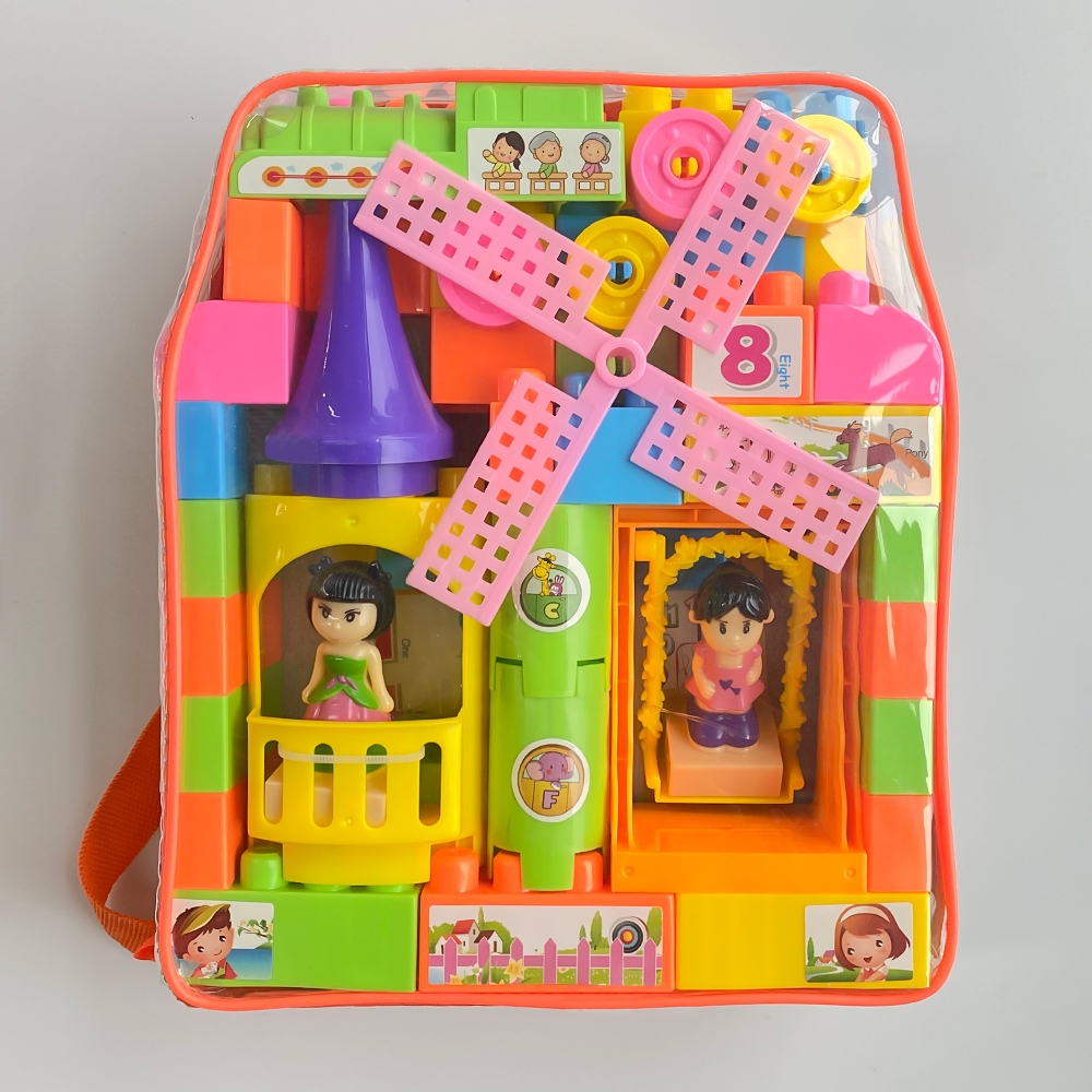 60pcs backpack Building Blocks For Kids Assemble Toys Castle Building ...