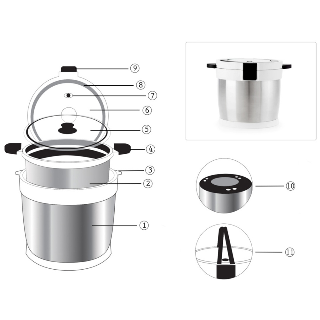 APT Handymate Thermal Cooker 7L Non-Electric Cooker Double Wall Vacuum ...