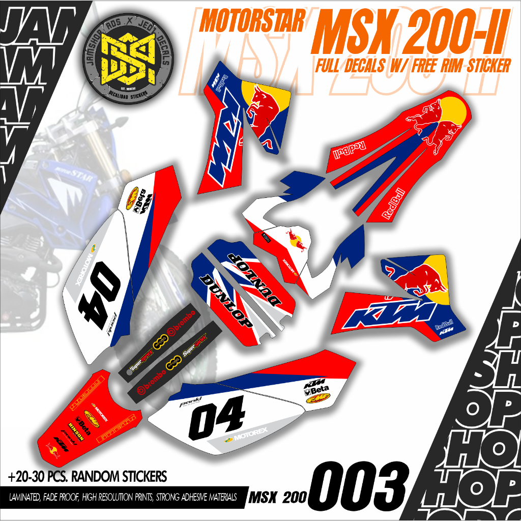 Motostar MSX 200-II Full Decals w/ FREE Rim Sticker | Shopee Philippines