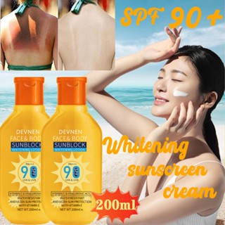 DEVNEN SPF90+ Sunscreen Lotion Face & Body Whitening Sunblock CreamLong Lasting Waterproof 200ml ...