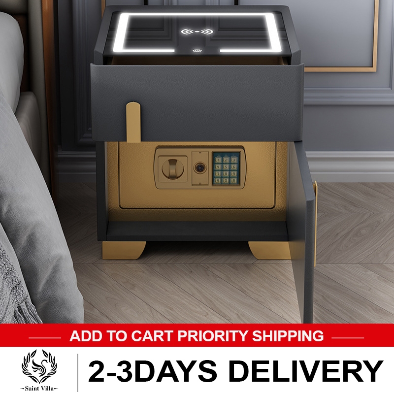 Smart bedside table, light luxury, simple, modern, hidden safe ...