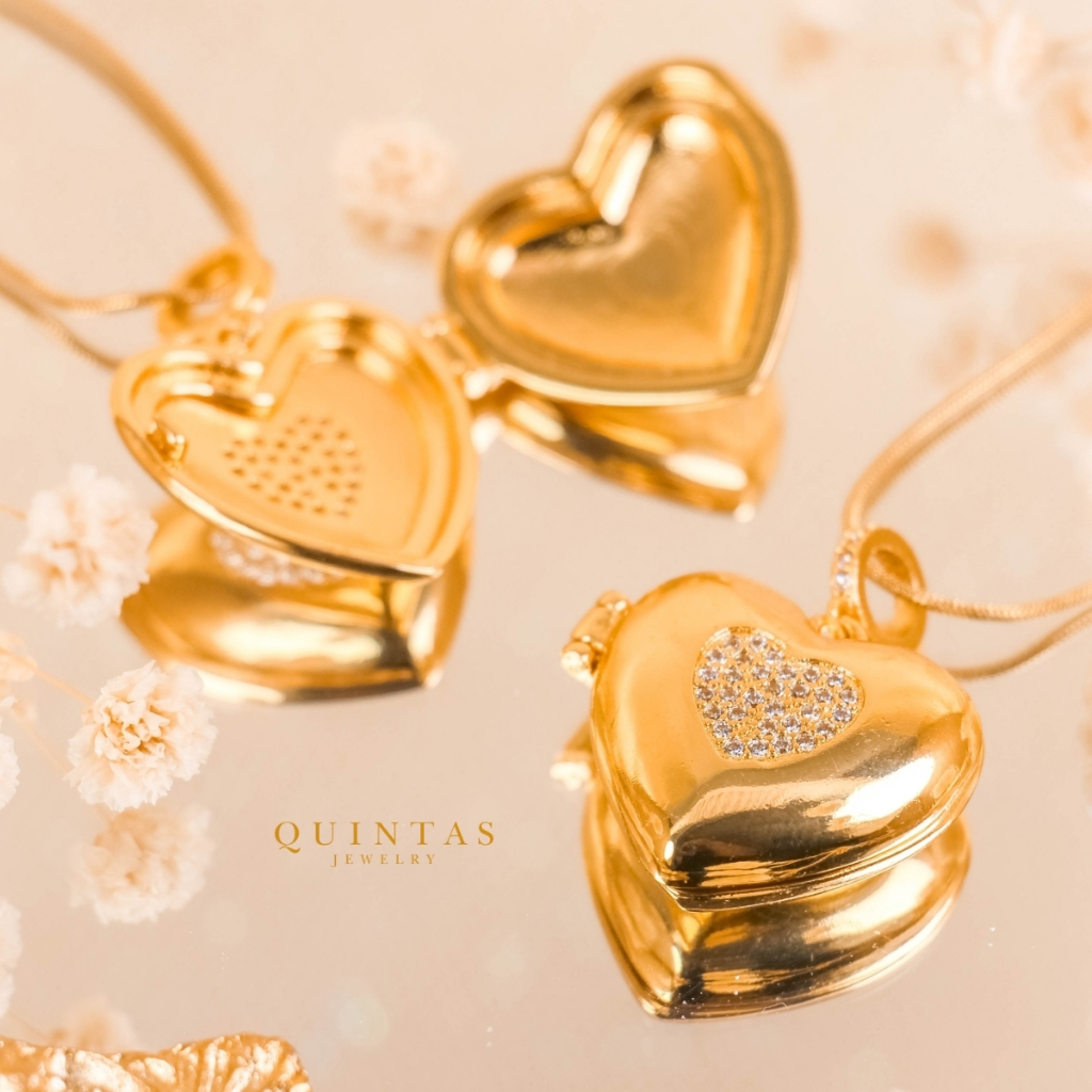 QUINTAS ™ Agatha Heart Locket Necklace (With FREE Jewelry Gift Box ...